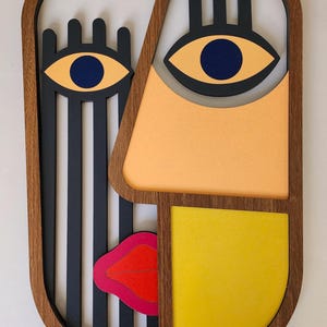 Handmade Wooden Wall Mask: Modern Geometric Face Art Decor - Etsy