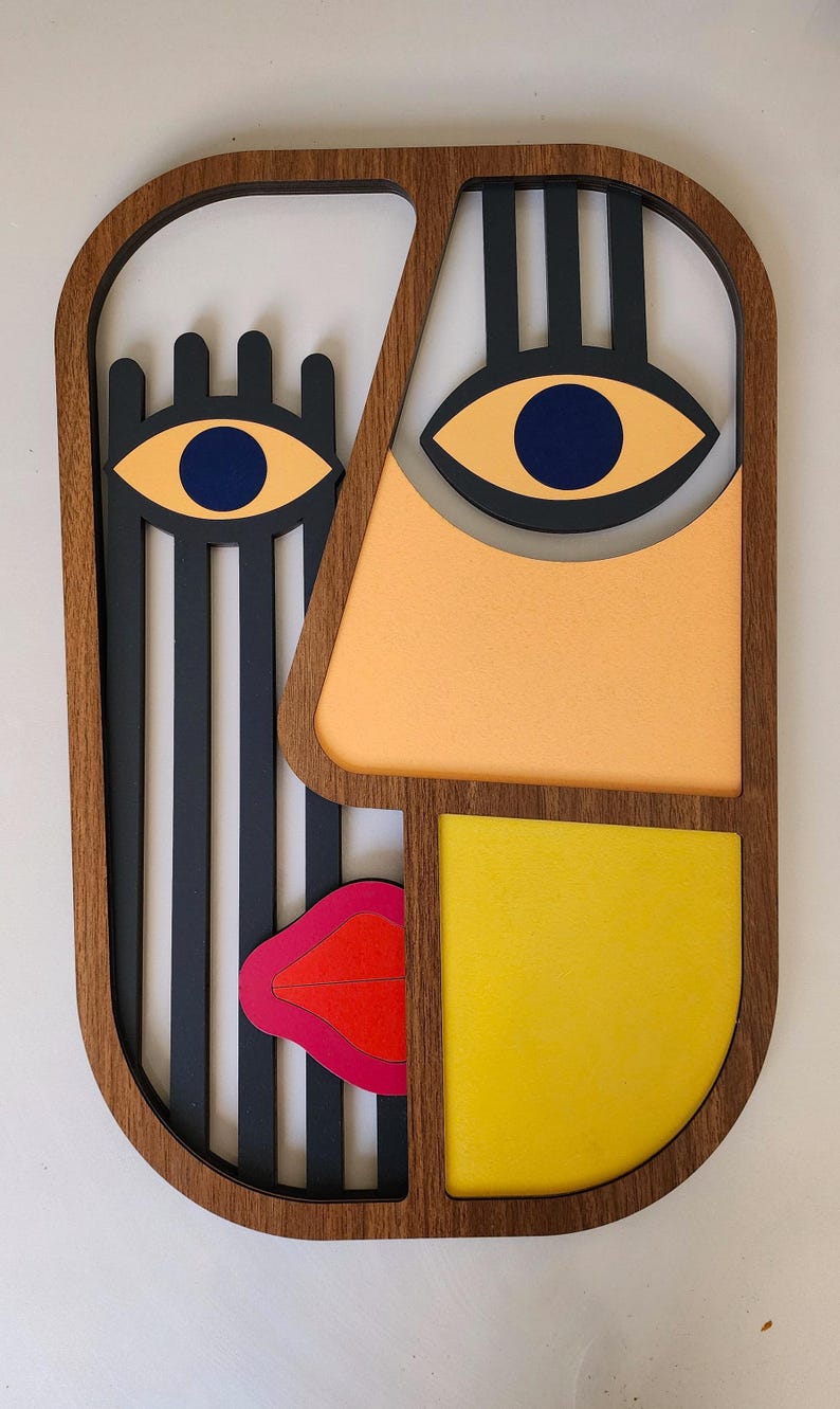 Handmade Wooden Wall Mask: Modern Geometric Face Art Decor - Etsy