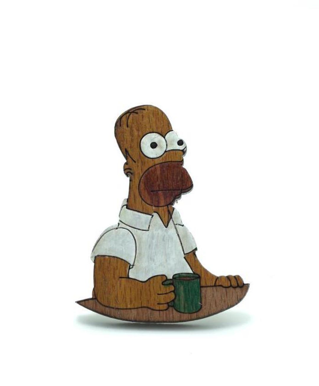 The Simpsons Homer Simpson Wooden Hand Painted Brooch Pin T Shirt Pins ...