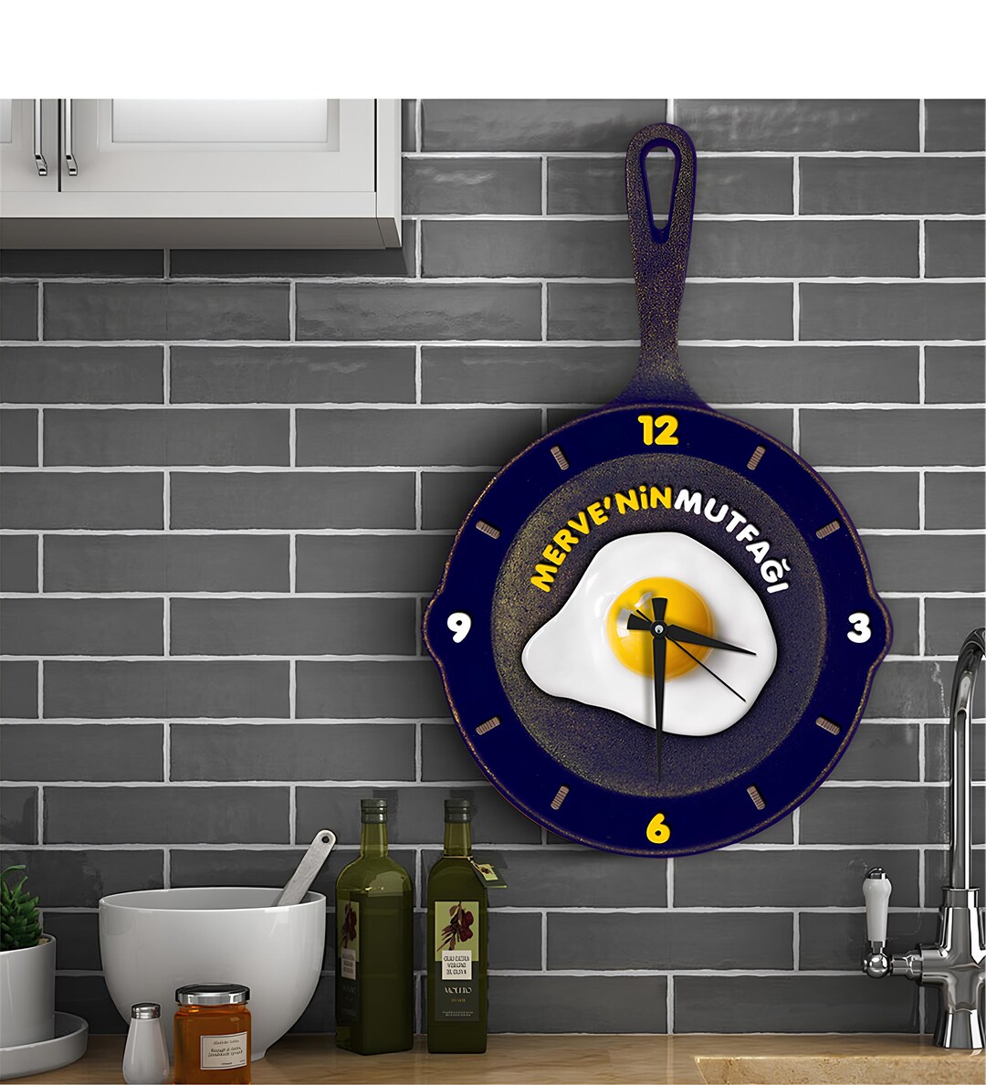 Personalized Kitchen Wall Clock Eggs in Pan Mother's Day Gift Gift for ...