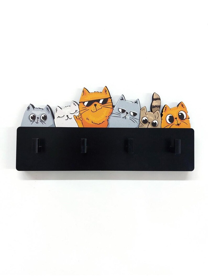 3D CUTE CATS House Key Holder for Home Entryway Organizer Key House ...