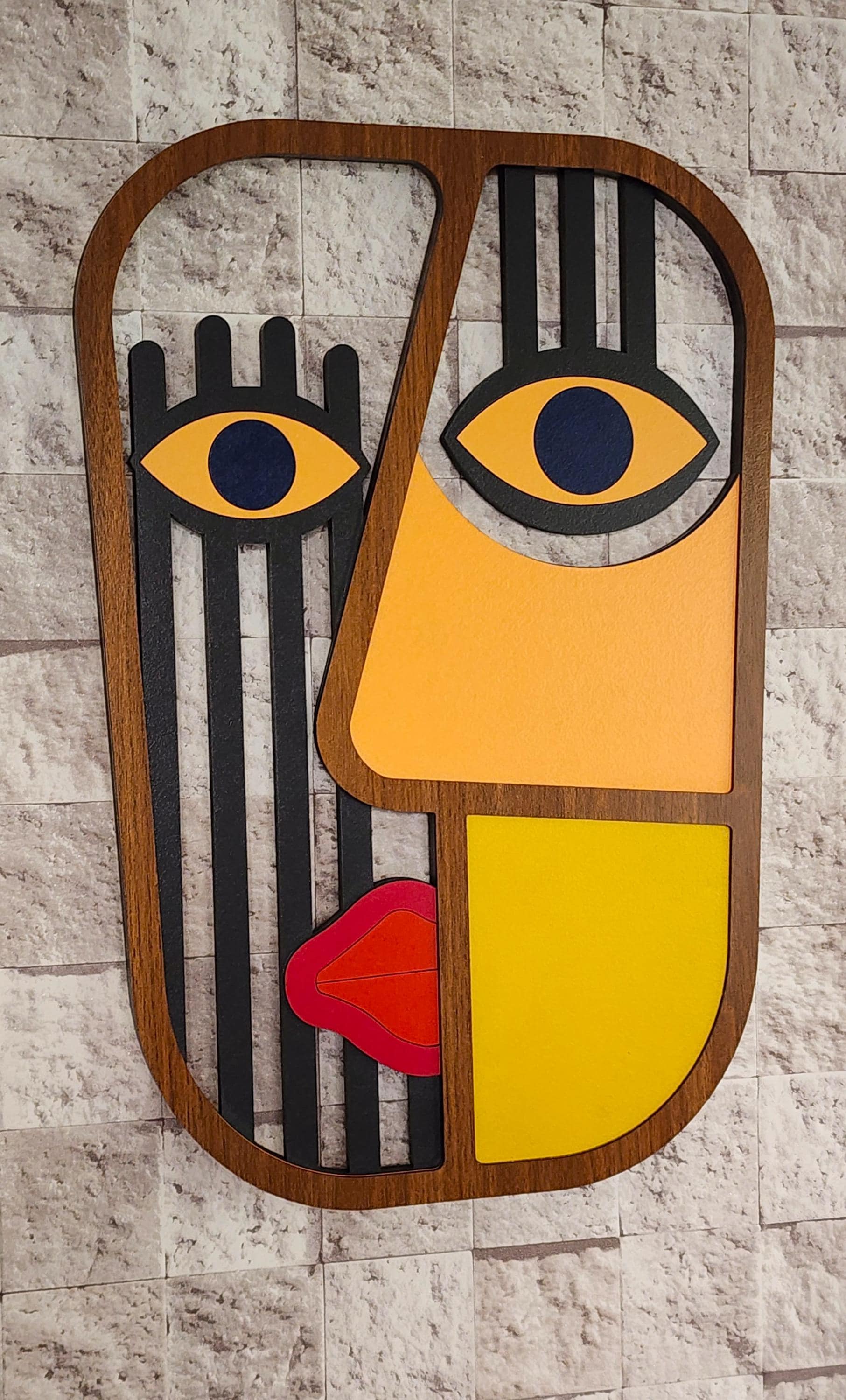 Handmade Wooden Wall Mask: Modern Geometric Face Art Decor - Etsy