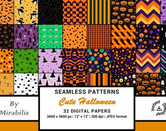 32 Cute Halloween Digital Papers | Halloween Seamless Patterns ...