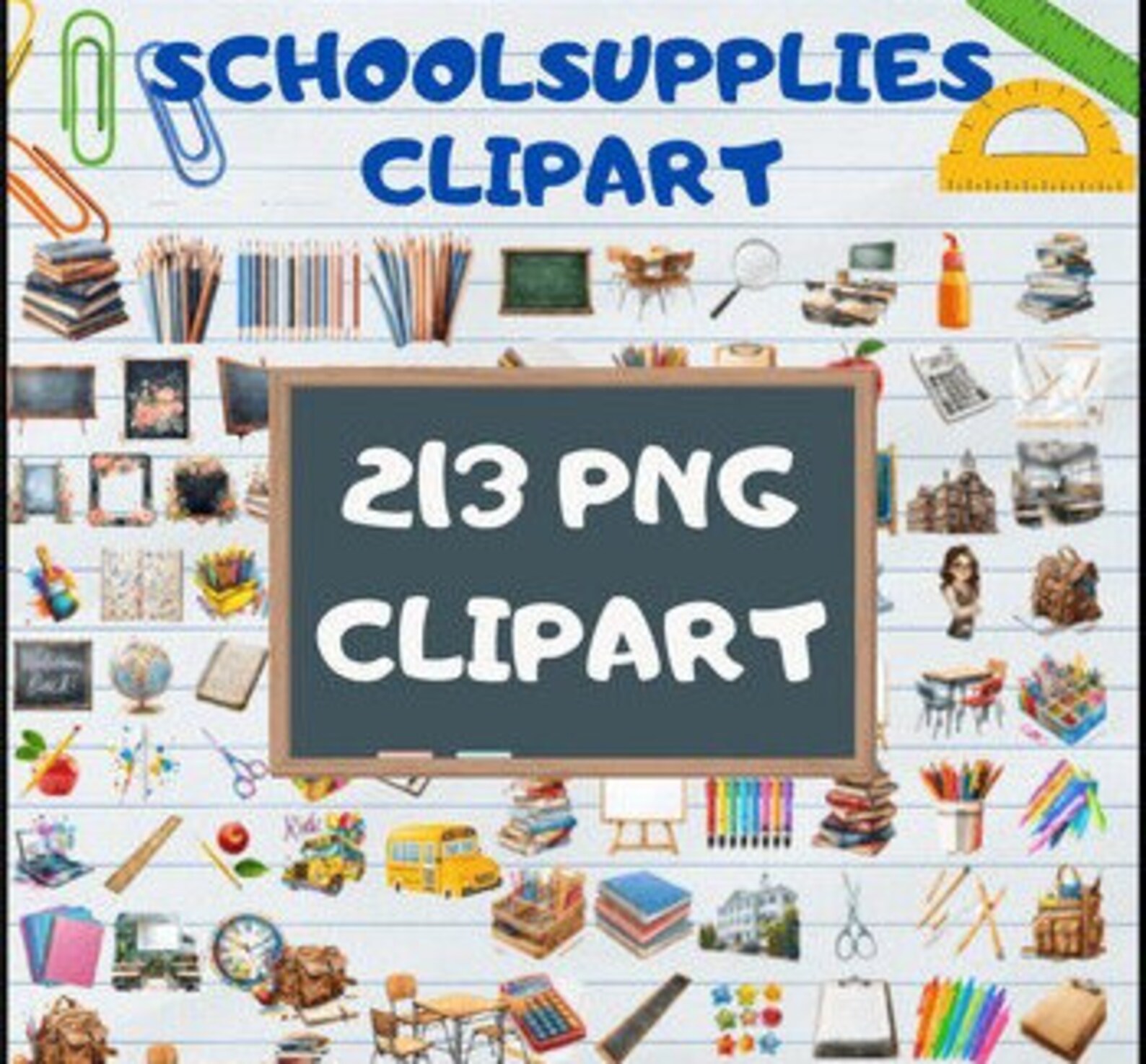 School Supplies Clipart-school Supply Cuties Clipart MEGA Set - Etsy
