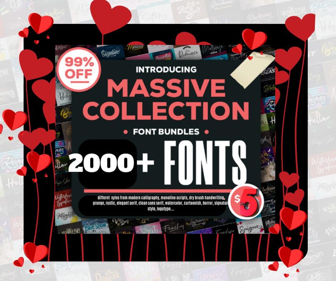 2000+ Fonts Mega Bundle: Script, Calligraphy, and More (digital Fonts ...