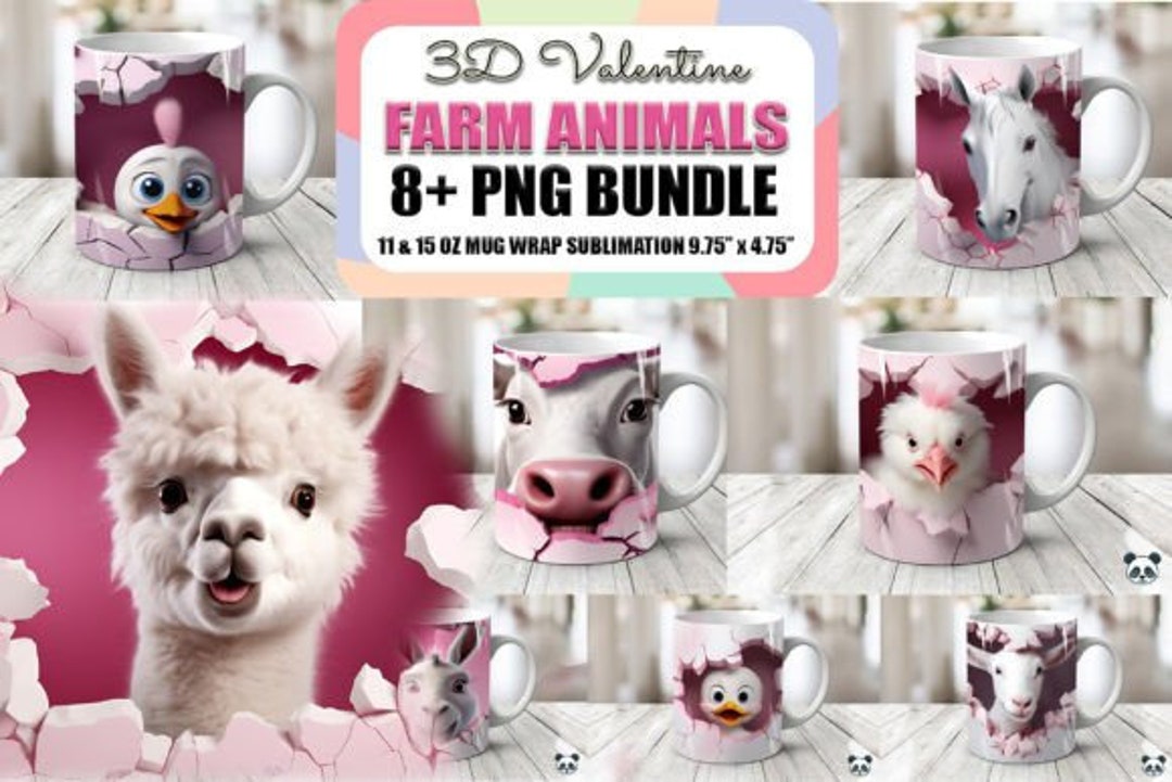 Farm Animals 3D Mug Wrap,mug Sublimation Design, Instant Digital ...