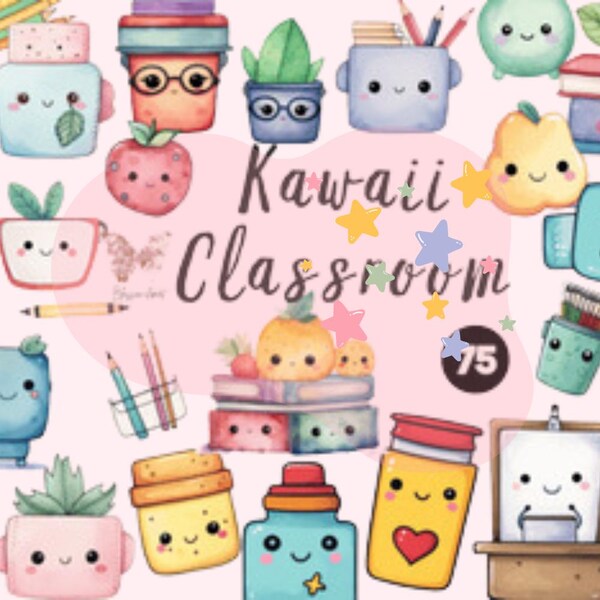 Cute Classroom Clip Art Set, PNG, SVG, VECTOR, Back to School, Office ...