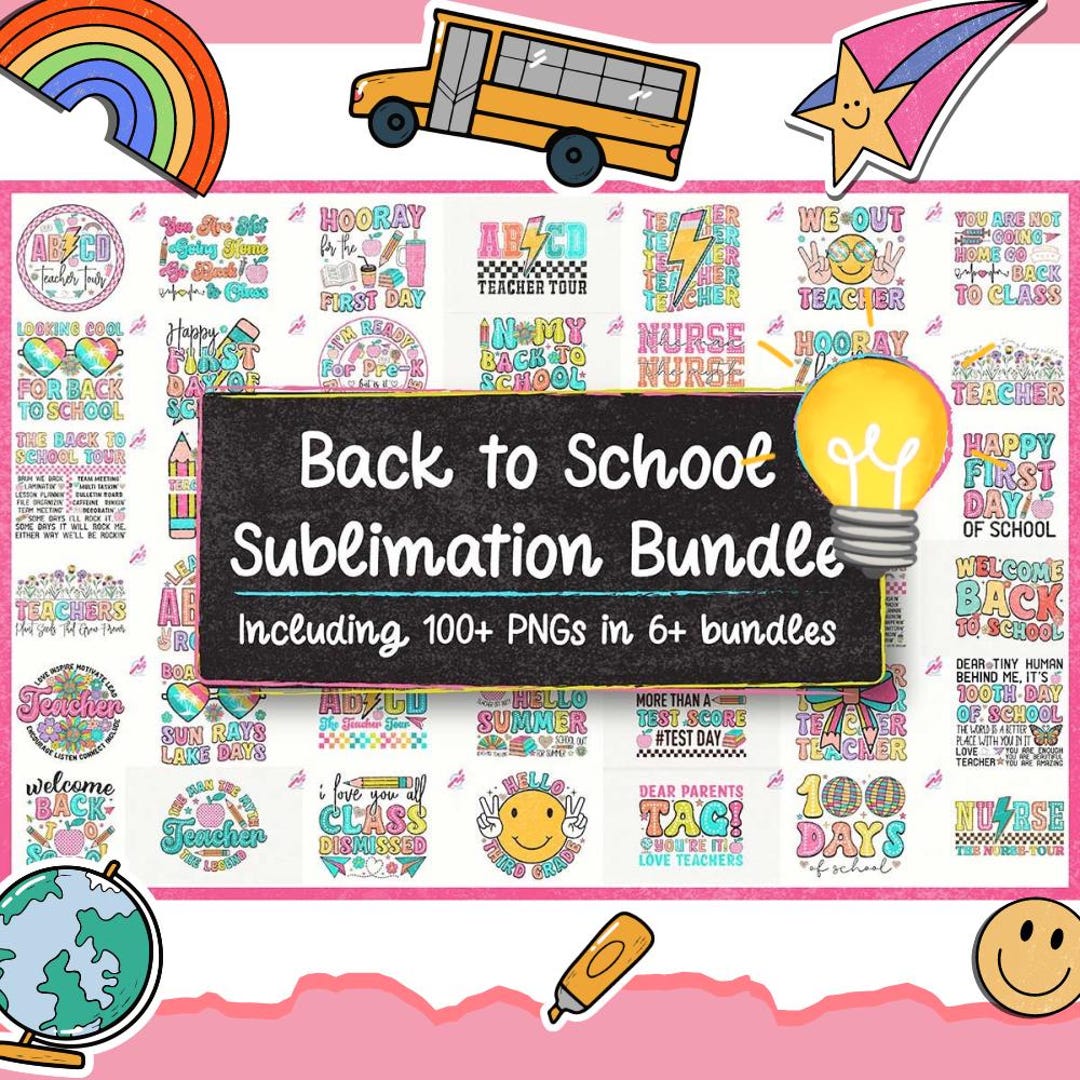 Back to School Sublimation Bundle,retro Back to School Png,school ...