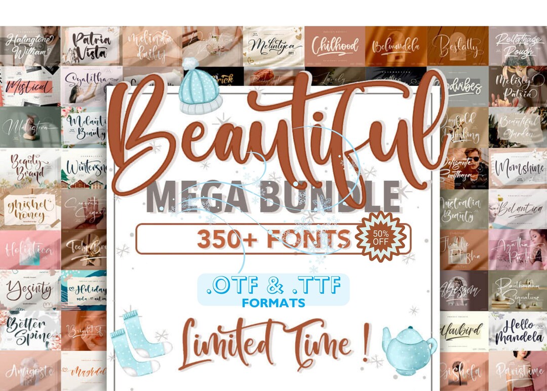 Mega Fonts Bundle-the Ultimate Fonts Otf Ttf Font Cricut - Etsy