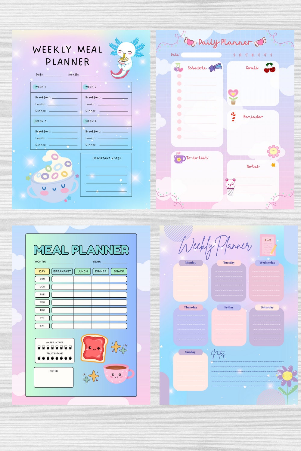 Pastel Kawaii Planner Bundle Kawaii, Witch, Weekly, Daily Planner ...