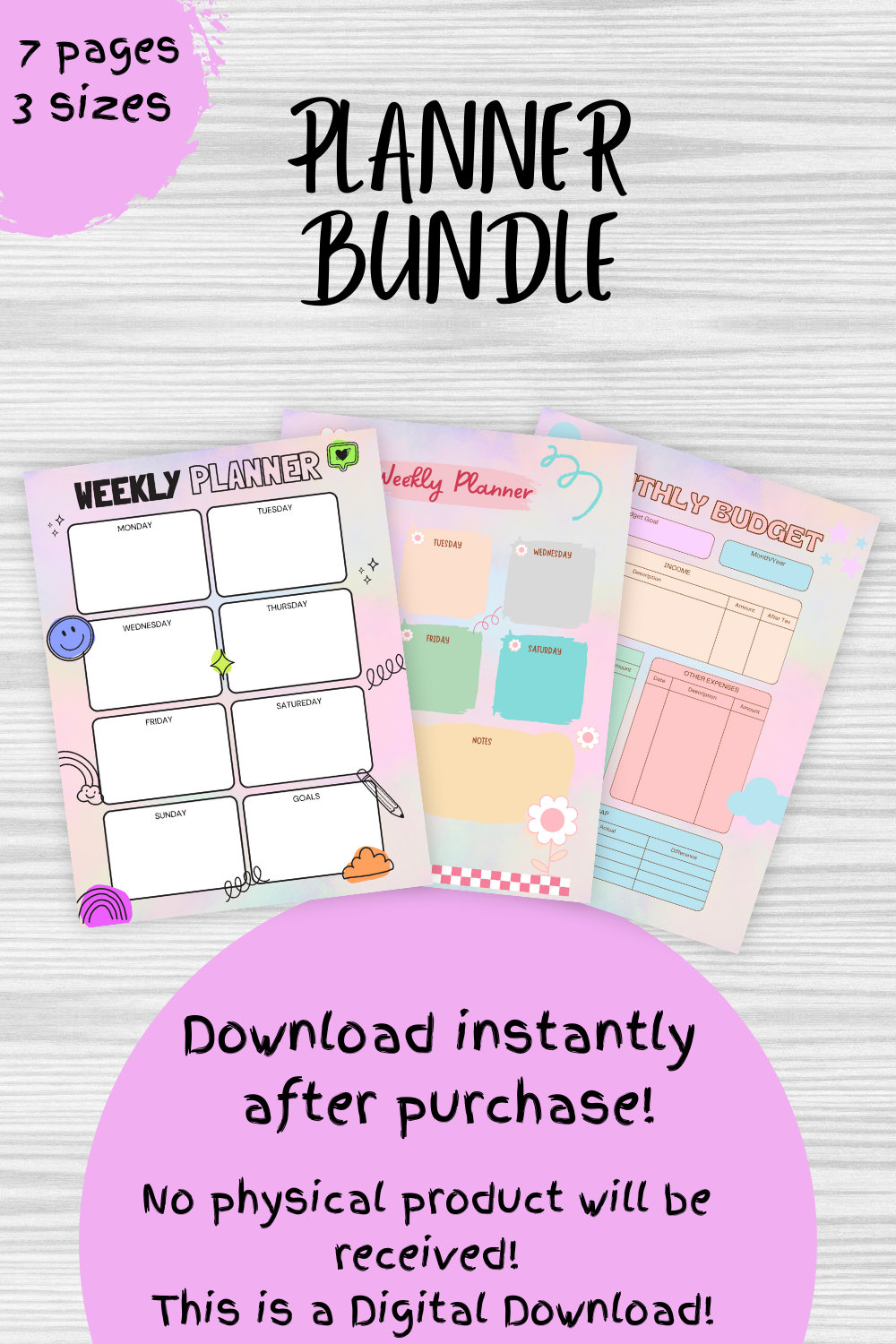 Pastel Smiley Planner Bundle Kawaii, Witch, Weekly, Daily Planner ...