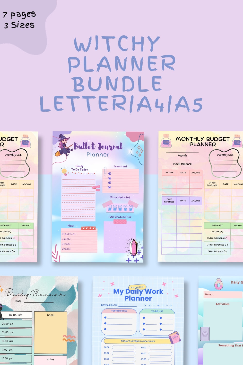 Witchy Journal Kawaii Planner Bundle| Kawaii, Witch, Weekly, Daily ...