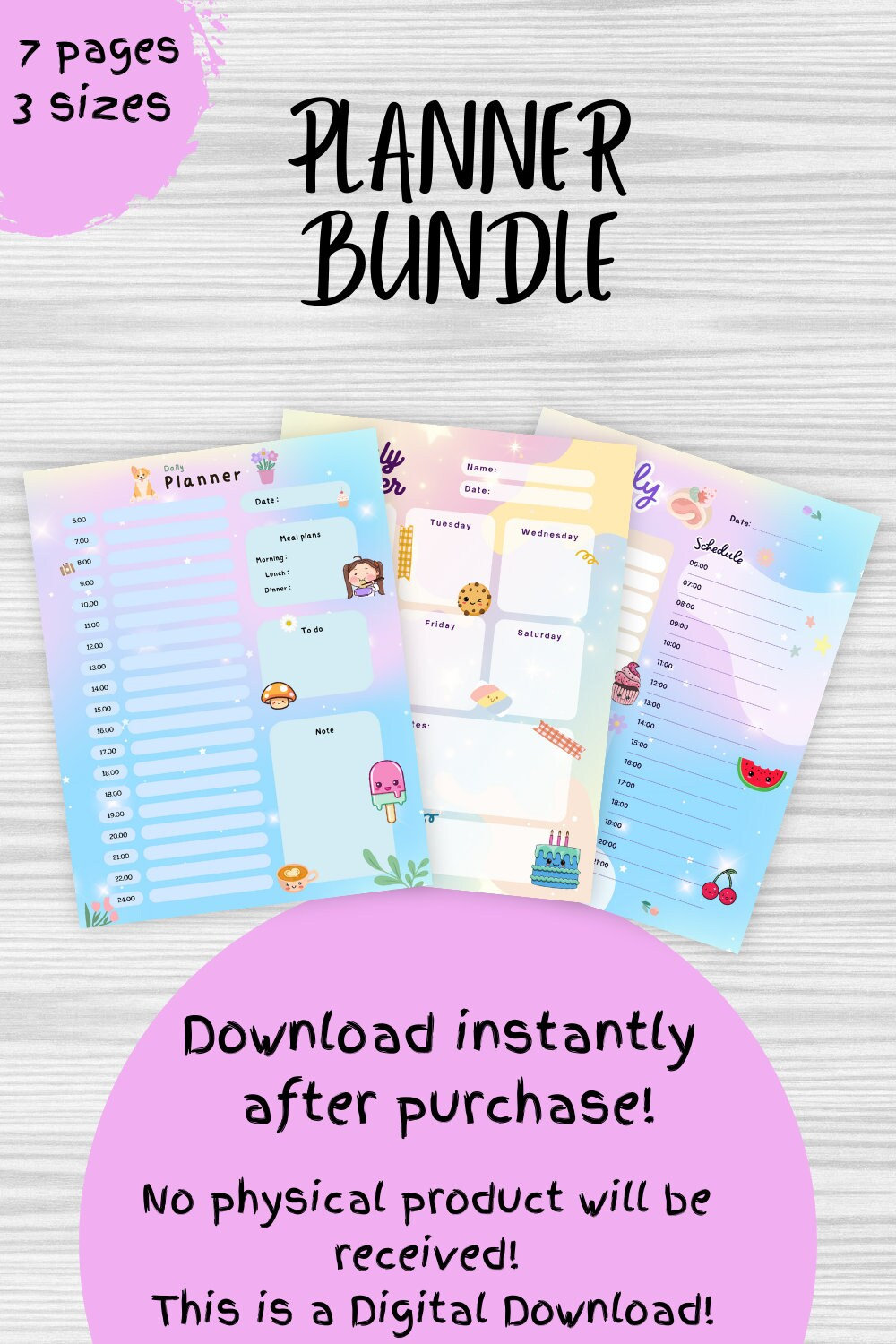 Pastel Child Planner Bundle Kawaii, Witch, Weekly, Daily Planner Budget ...