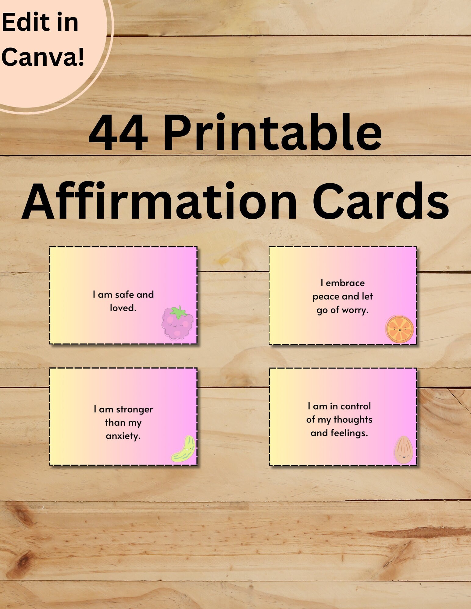 Printable Affirmation Cards Pastel. 44 Printable Positive Affirmation ...