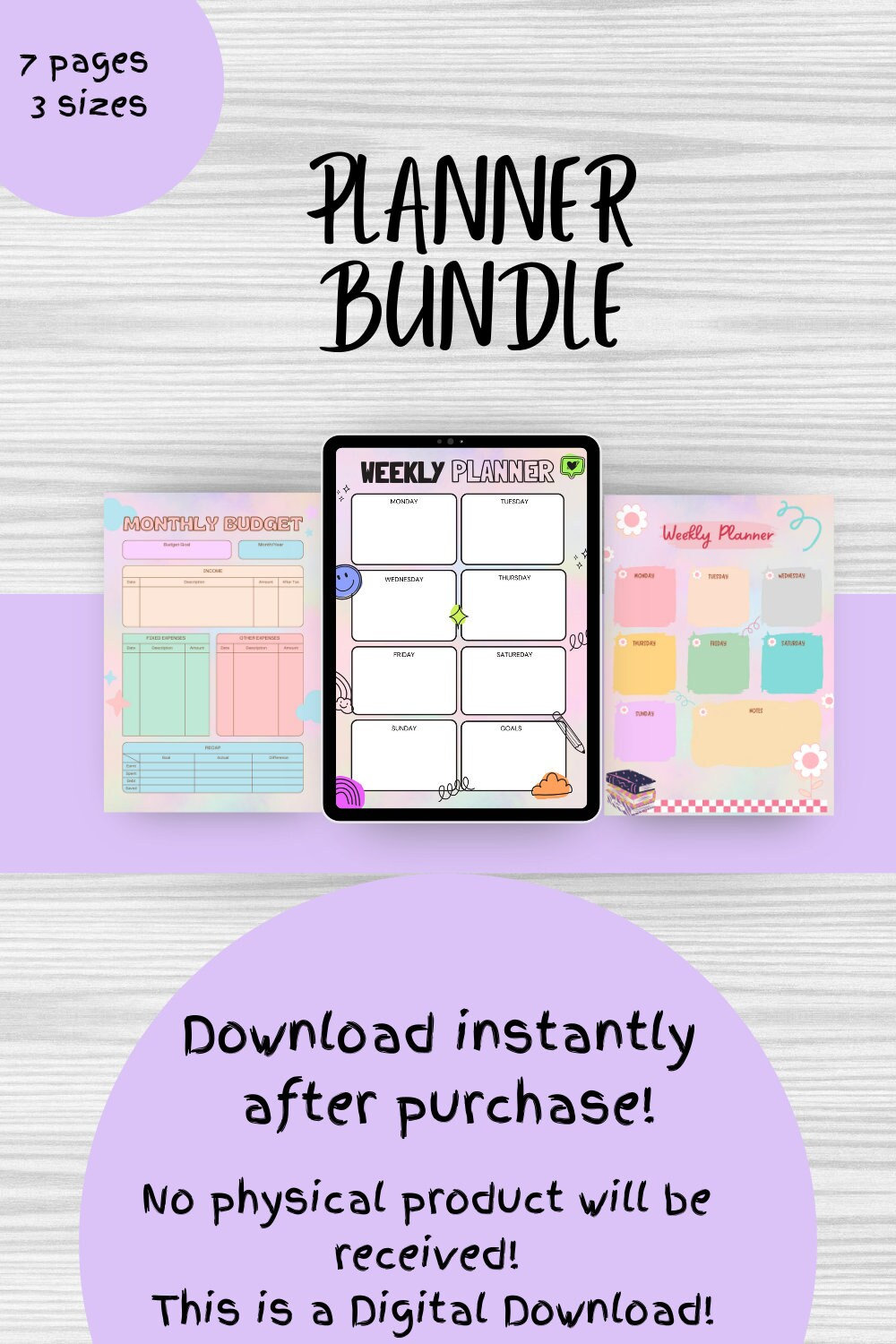 Pastel Smiley Planner Bundle Kawaii, Witch, Weekly, Daily Planner ...