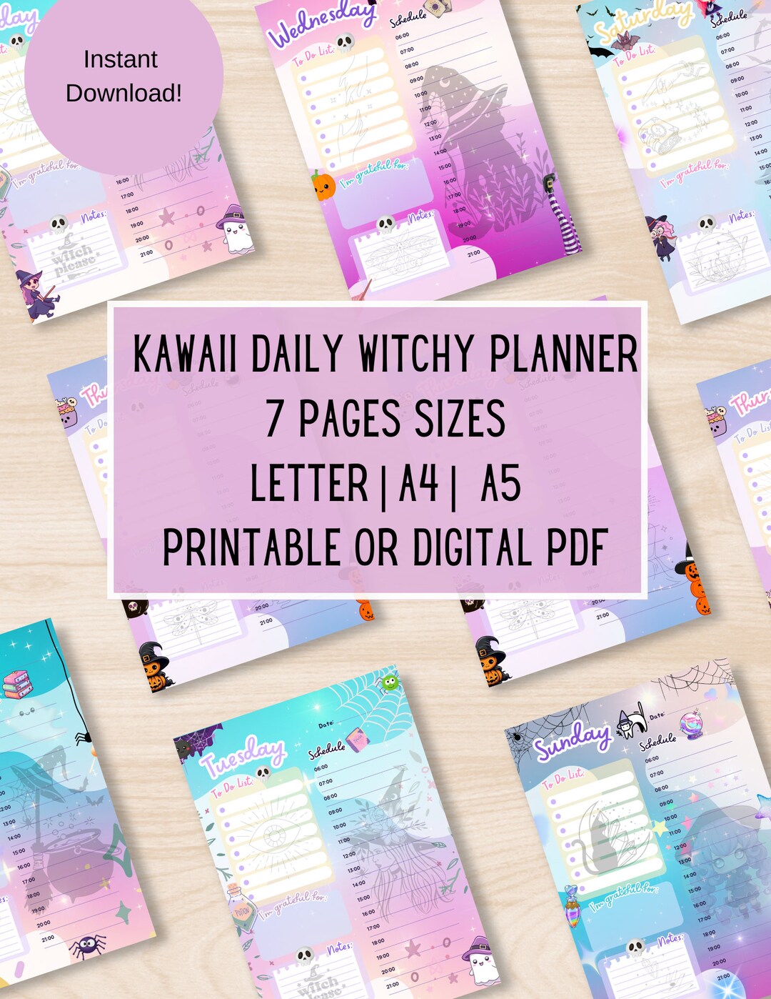 Kawaii Witchy Digital Planner | Kawaii, Witch, Weekly, Daily Planner ...