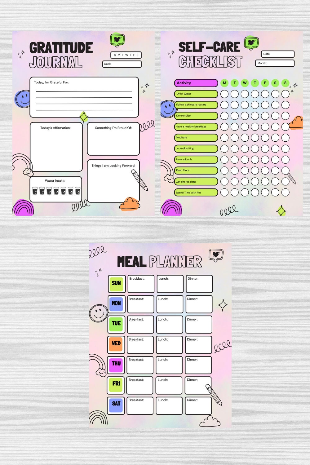 Pastel Smiley Planner Bundle Kawaii, Witch, Weekly, Daily Planner ...