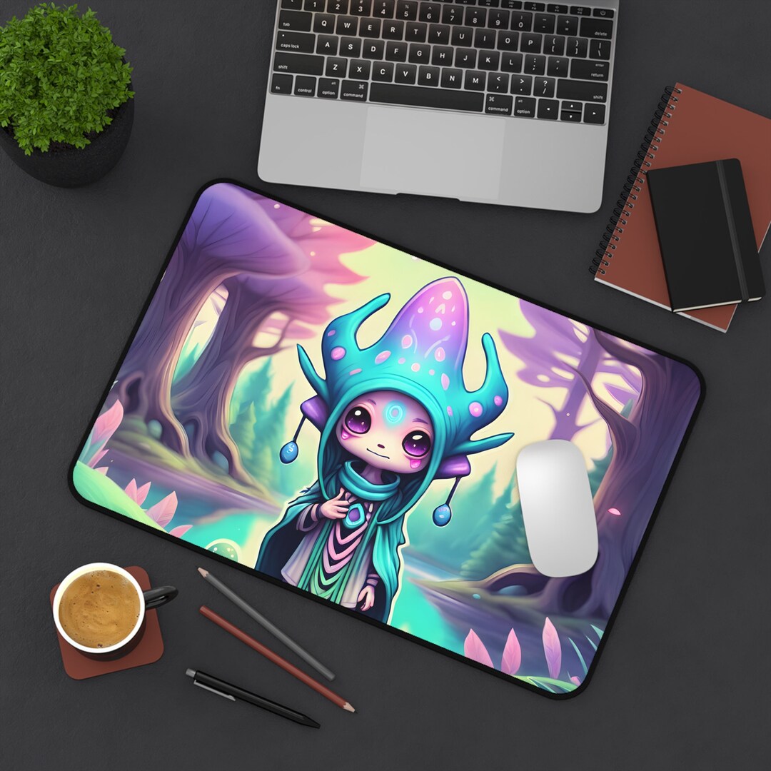 Cute Cosmic Alien Desk Mat, Kawaii Cosmic Themed Gaming Mouse Pad, Pink ...