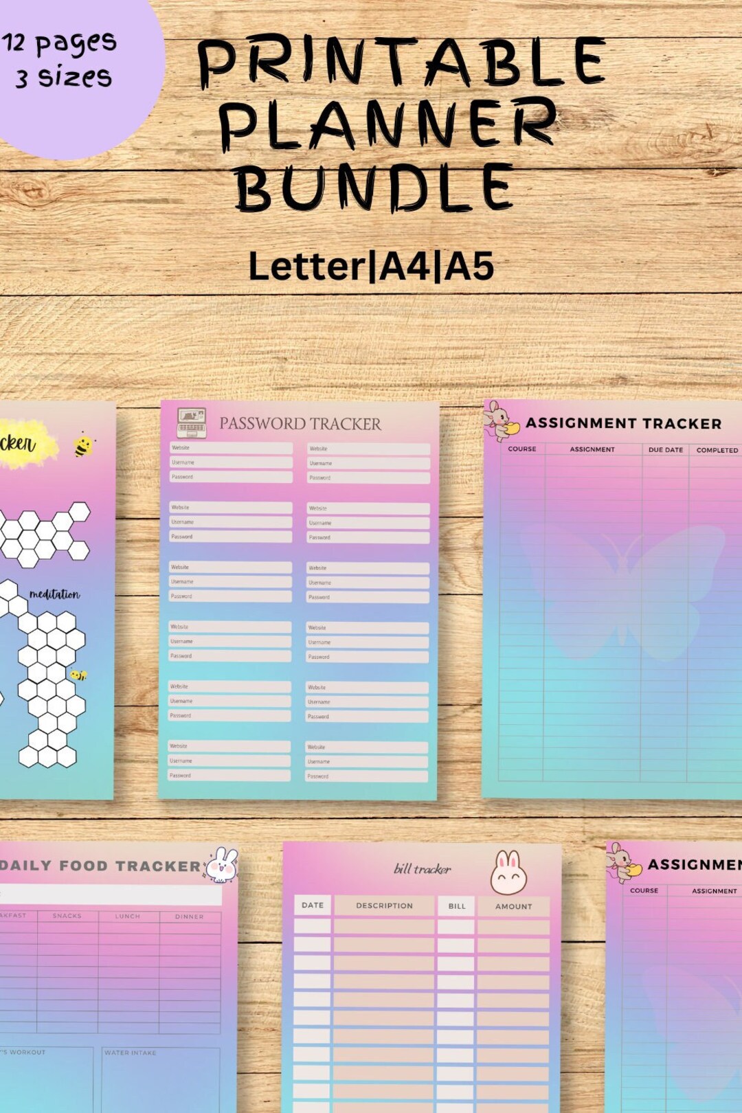 Rainbow Digital Planner Bundle | Kawaii, Witch, Weekly, Daily Planner ...