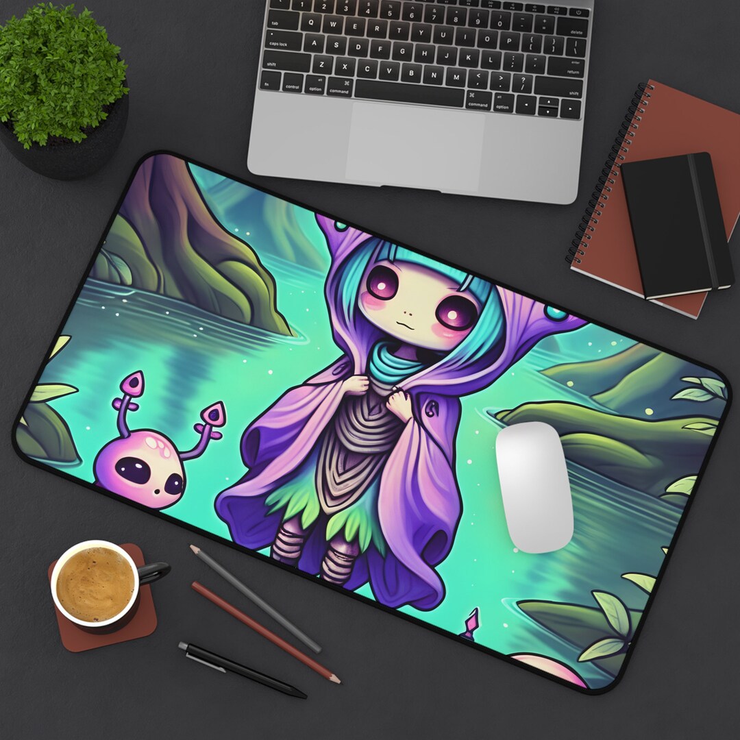Cute Cosmic Alien Desk Mat, Kawaii Cosmic Themed Gaming Mouse Pad, Pink ...
