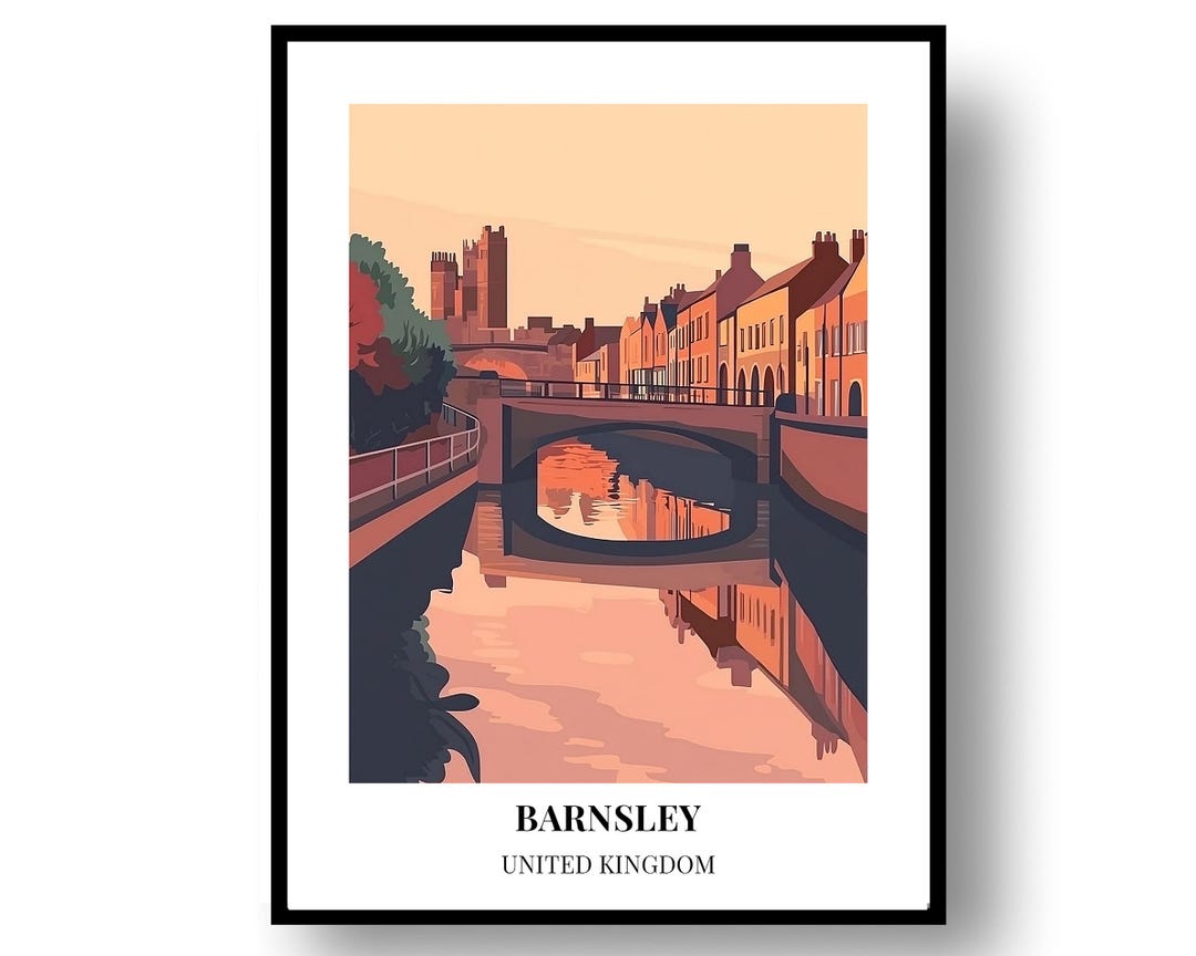 Barnsley Travel Poster: UK Wall Art, Framed or Digital Download - Etsy