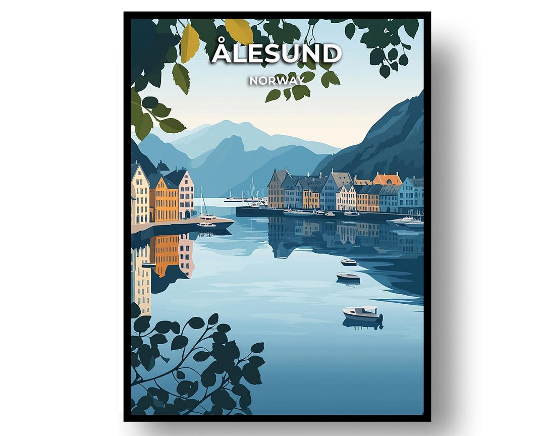 Ålesund Travel Poster: Norway Wall Art (framed or Digital) - Etsy