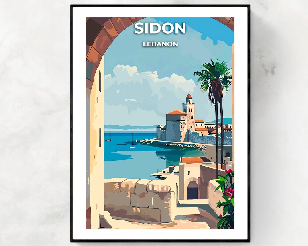 Sidon Sea Castle Travel Print Wall Art, Sidon Lebanon City Print, Sidon ...