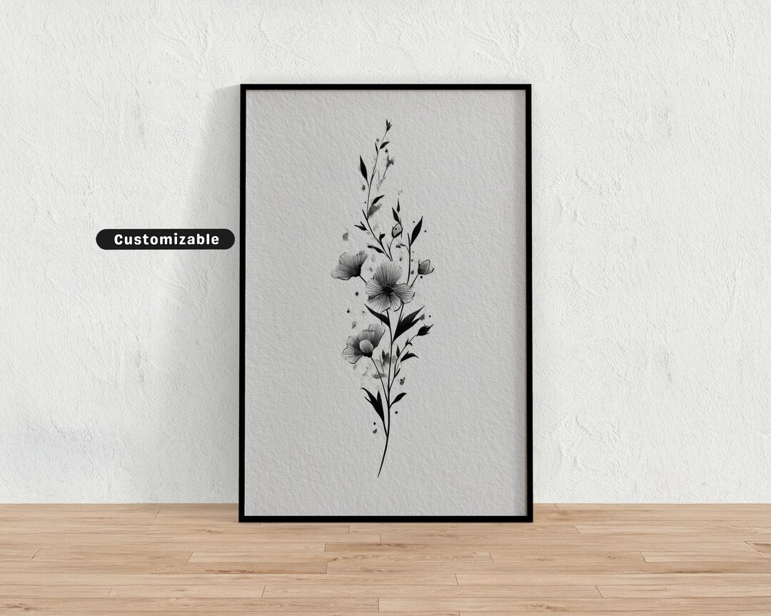 Dandelion Sketch With Seed Puff Blowing in Breeze | Wildflower ...
