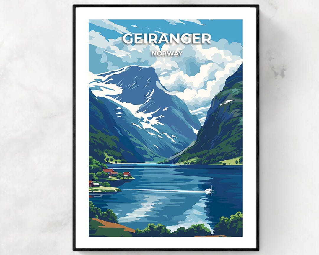Geirangerfjord Travel Print Wall Art, Geiranger - Norway City Print ...