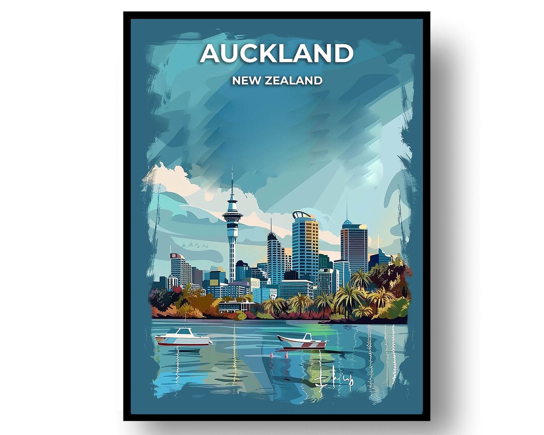 Auckland Travel Poster: Modern Wall Art, Framed or Digital - Etsy