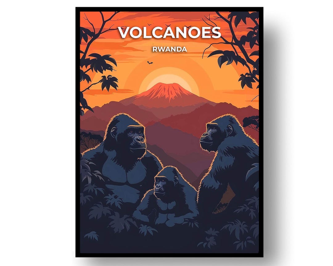 Travel Wall Art: Volcanoes Rwanda Poster - Framed or Digital - Etsy