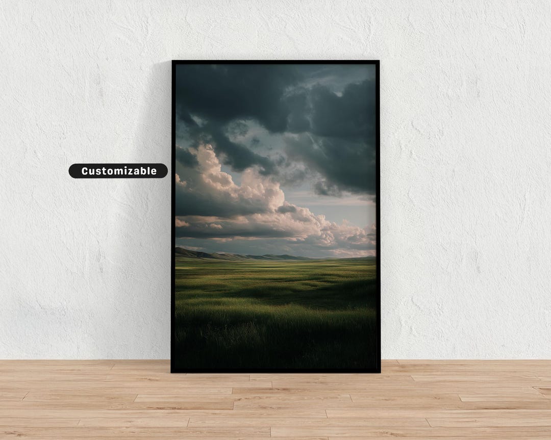 Simple Horizon Over Soft Field With Moody Light, Neutral Wall Art Print ...