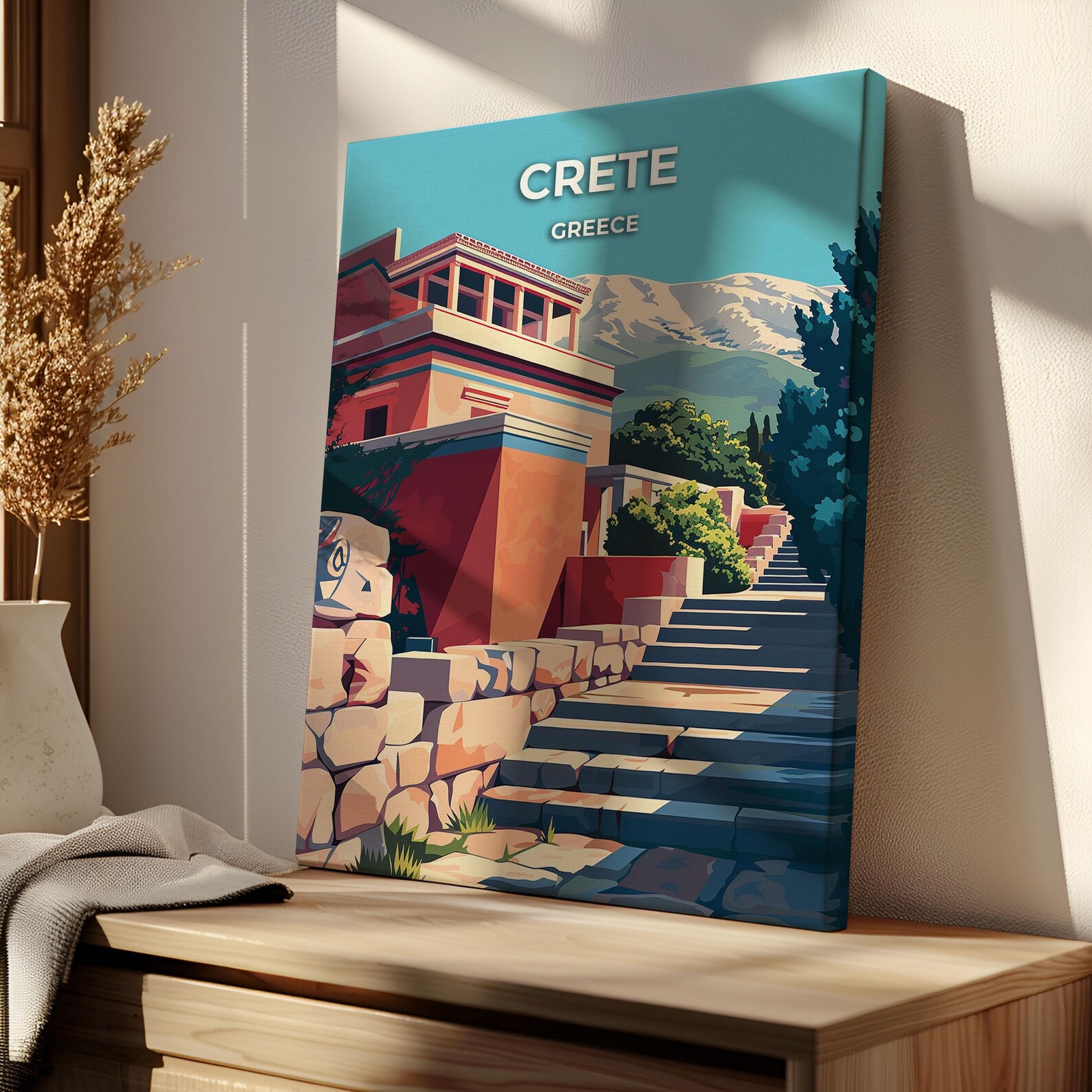 Crete Travel Poster: Greece Landscape Art - Framed or Digital File - Etsy