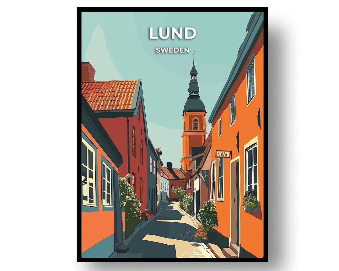 Lund Sweden Travel Poster, Minimalist Style (framed or Digital File) - Etsy