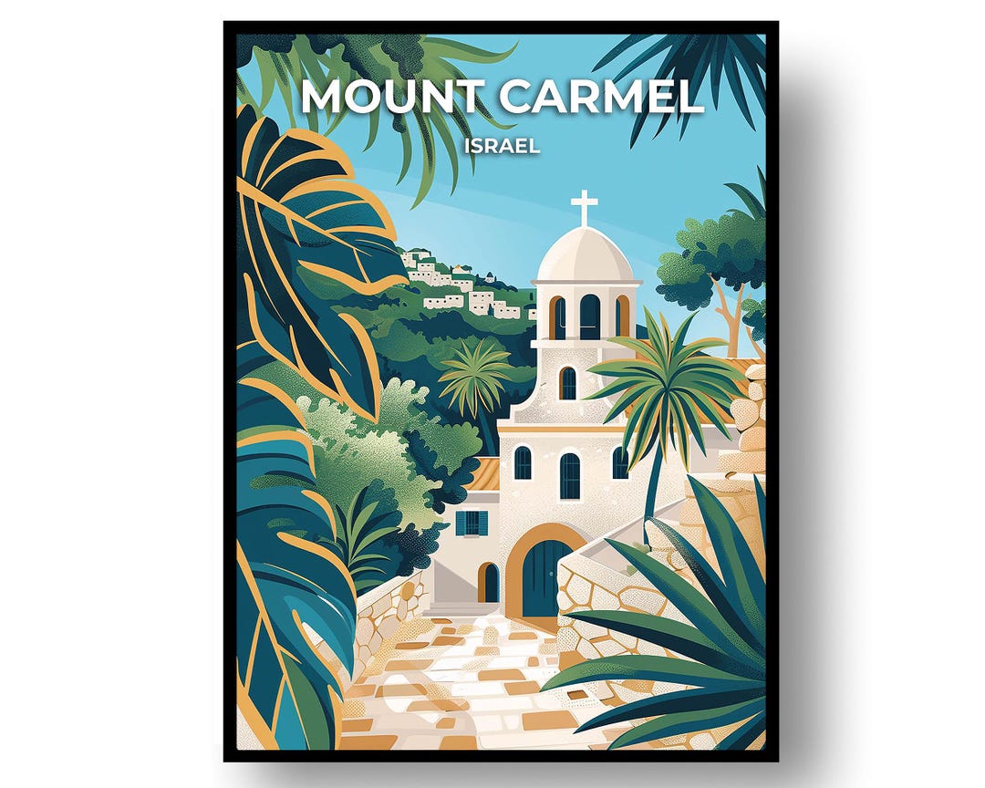 Mount Carmel Wall Art: Travel Poster From Israel (framed or Digital) - Etsy