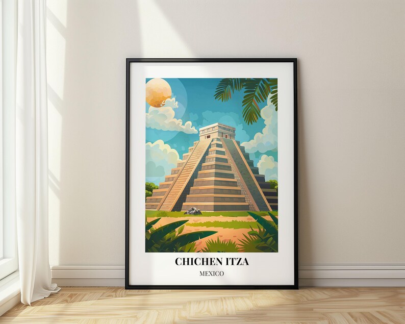 Chichen Itza Travel Poster: Mexico Landmark Wall Art - Etsy