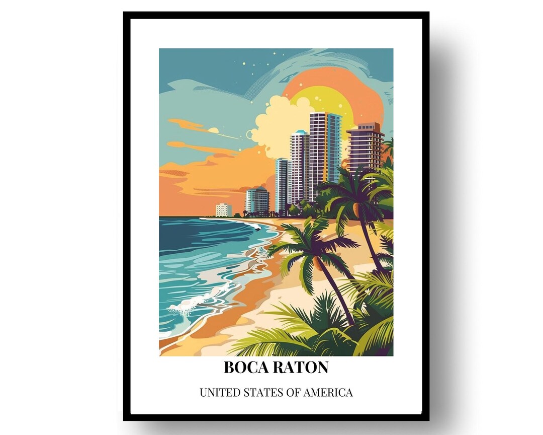 Boca Raton Travel Poster (framed Wall Art or Digital Download) - Etsy