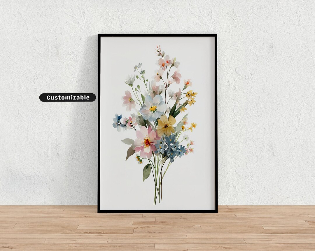 Minimal Plant Accent With Subtle Digital Texture | Botanical Wall Art ...