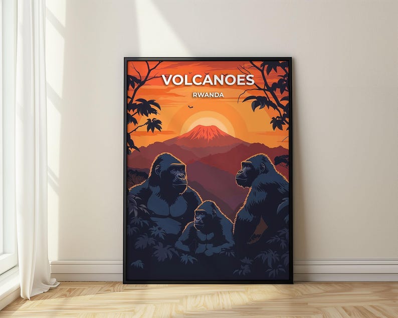 Travel Wall Art: Volcanoes Rwanda Poster - Framed or Digital - Etsy