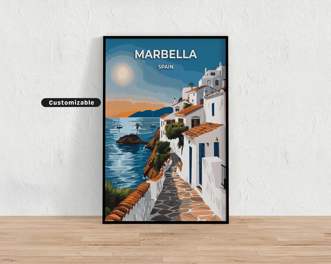 Marbella, Spain Travel Poster , Marbella, Spain Travel Poster , Custom ...