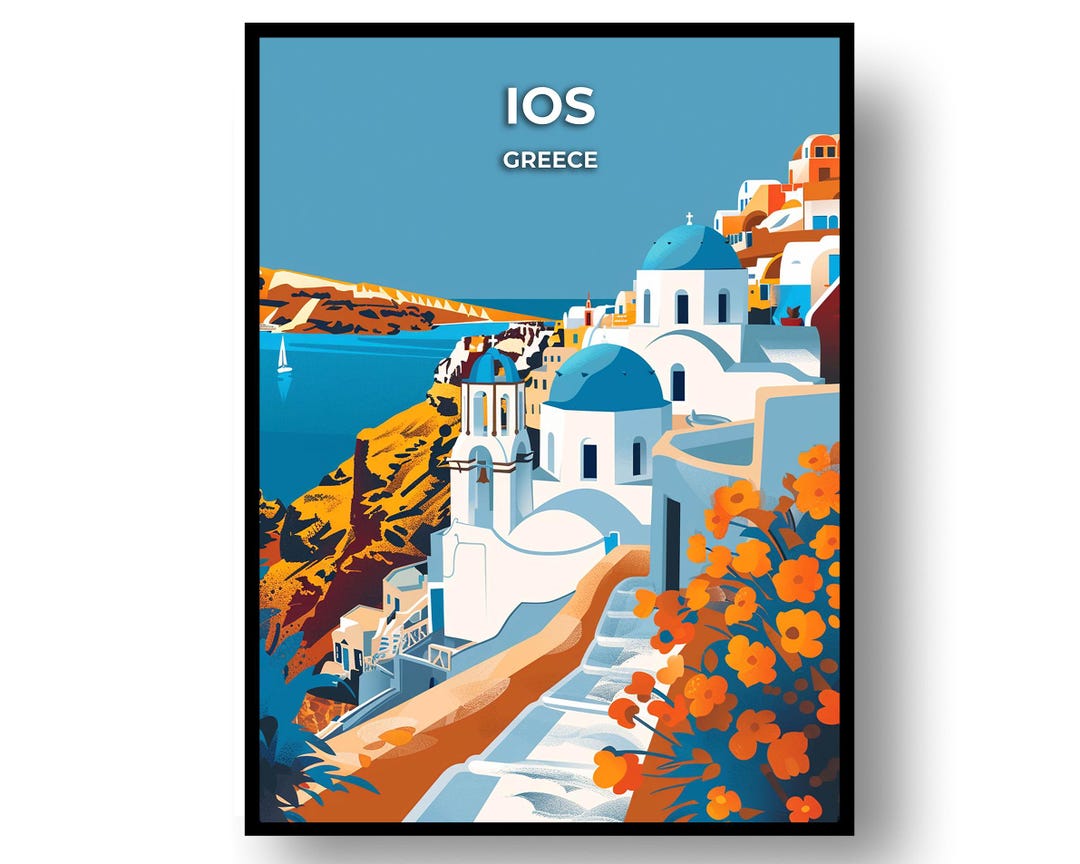 Ios Greece Poster: Travel Wall Art (canvas, Framed, Digital) - Etsy