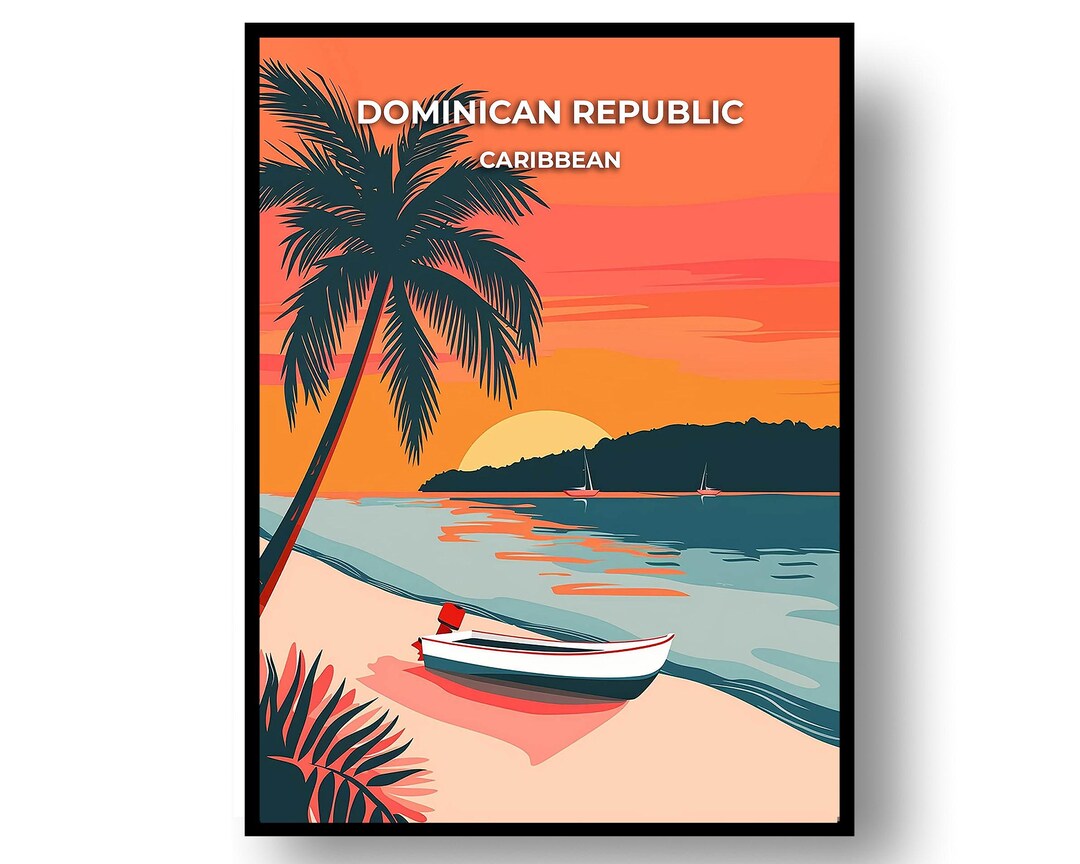 Dominican Republic Travel Poster - Caribbean Wall Art Print - Etsy