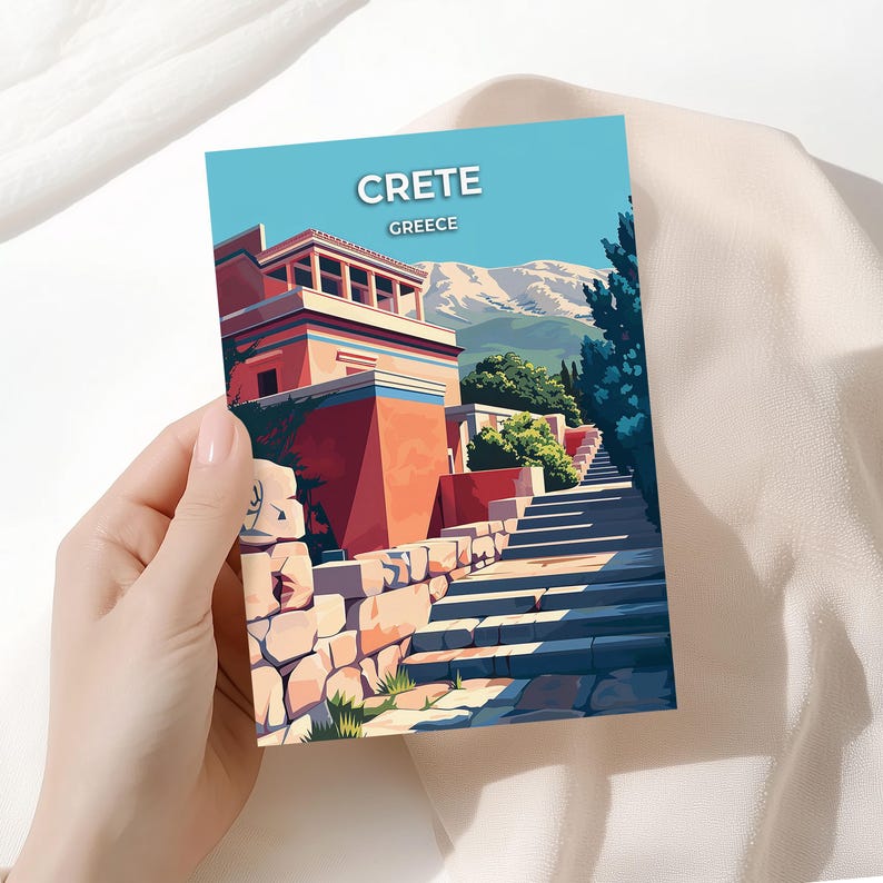 Crete Travel Poster: Greece Landscape Art - Framed or Digital File - Etsy