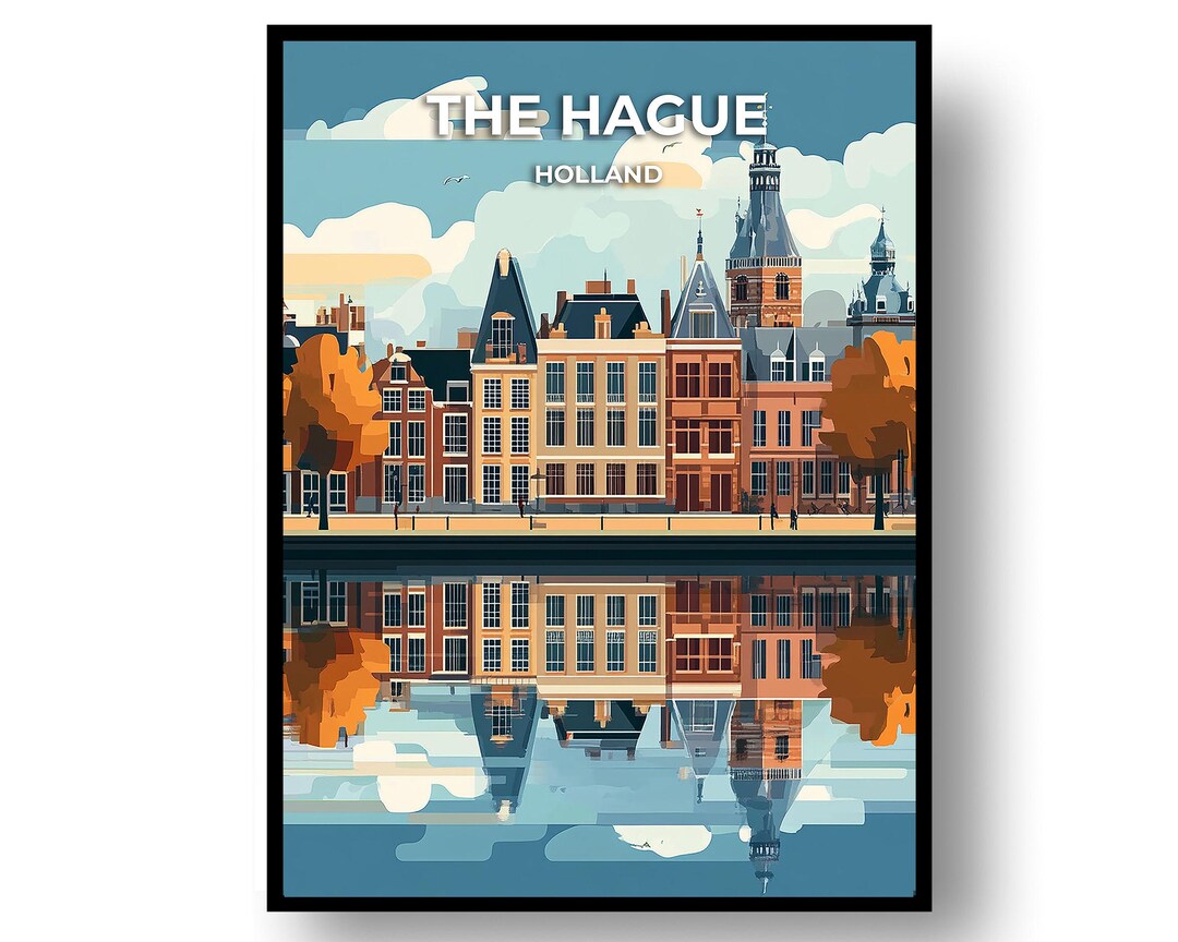 Travel Poster the Hague: Modern Wall Art - Framed or Digital Download ...