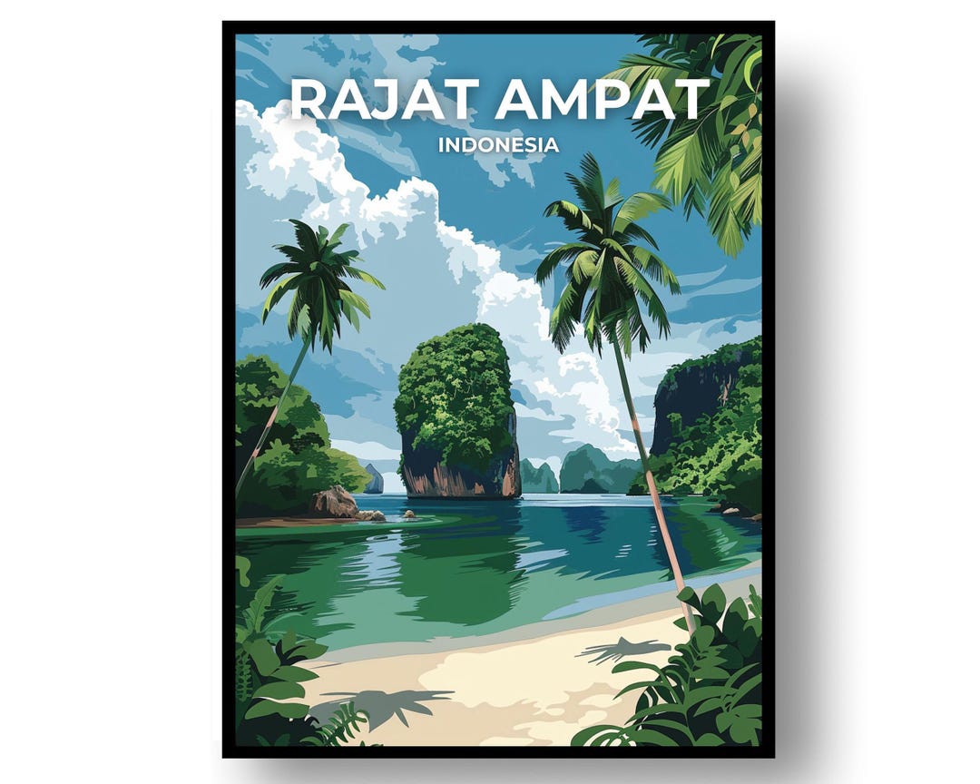 Travel Poster: Raja Ampat Indonesia - Framed Print or Digital Download ...