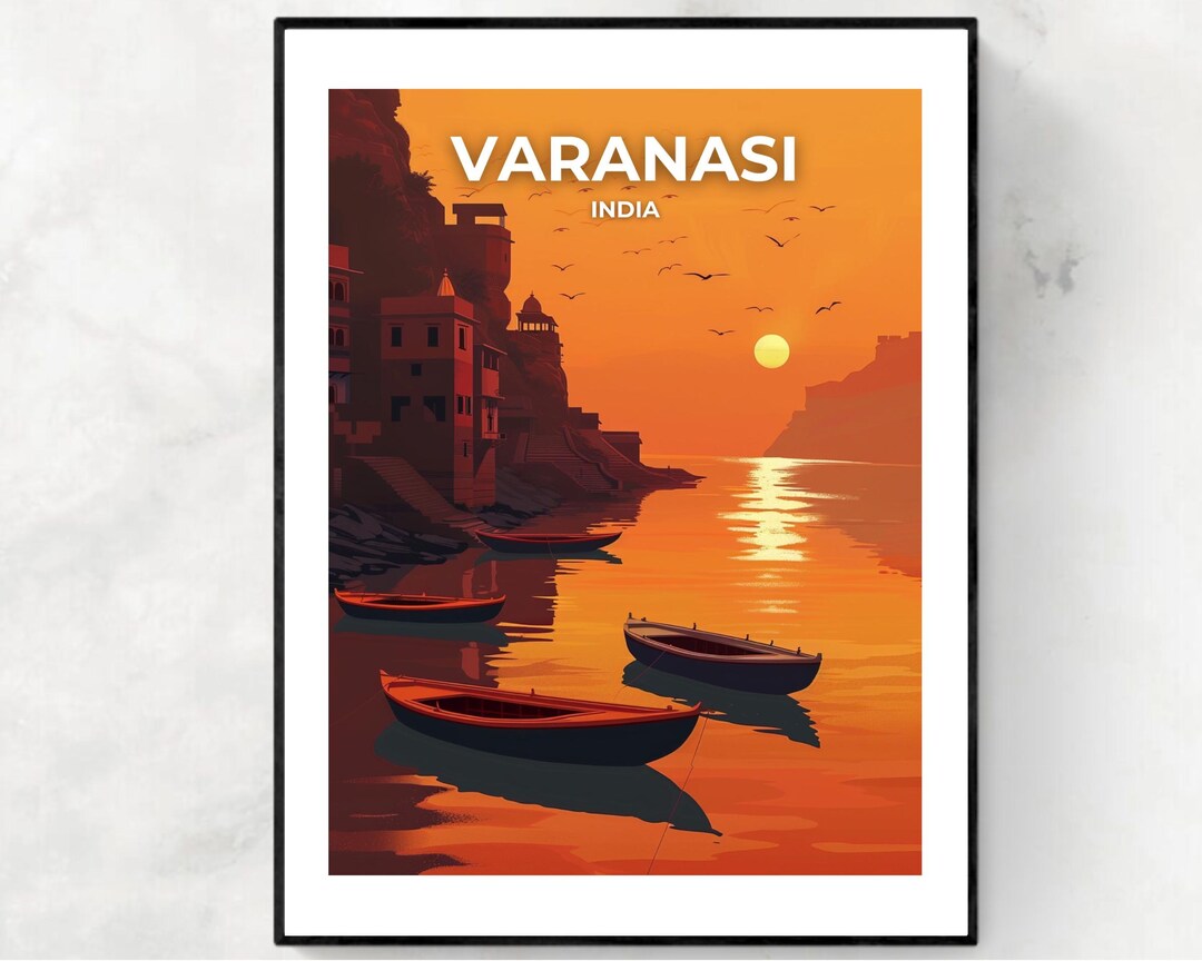 Ganges River Ghats Travel Print Wall Art, Varanasi - India City Print ...