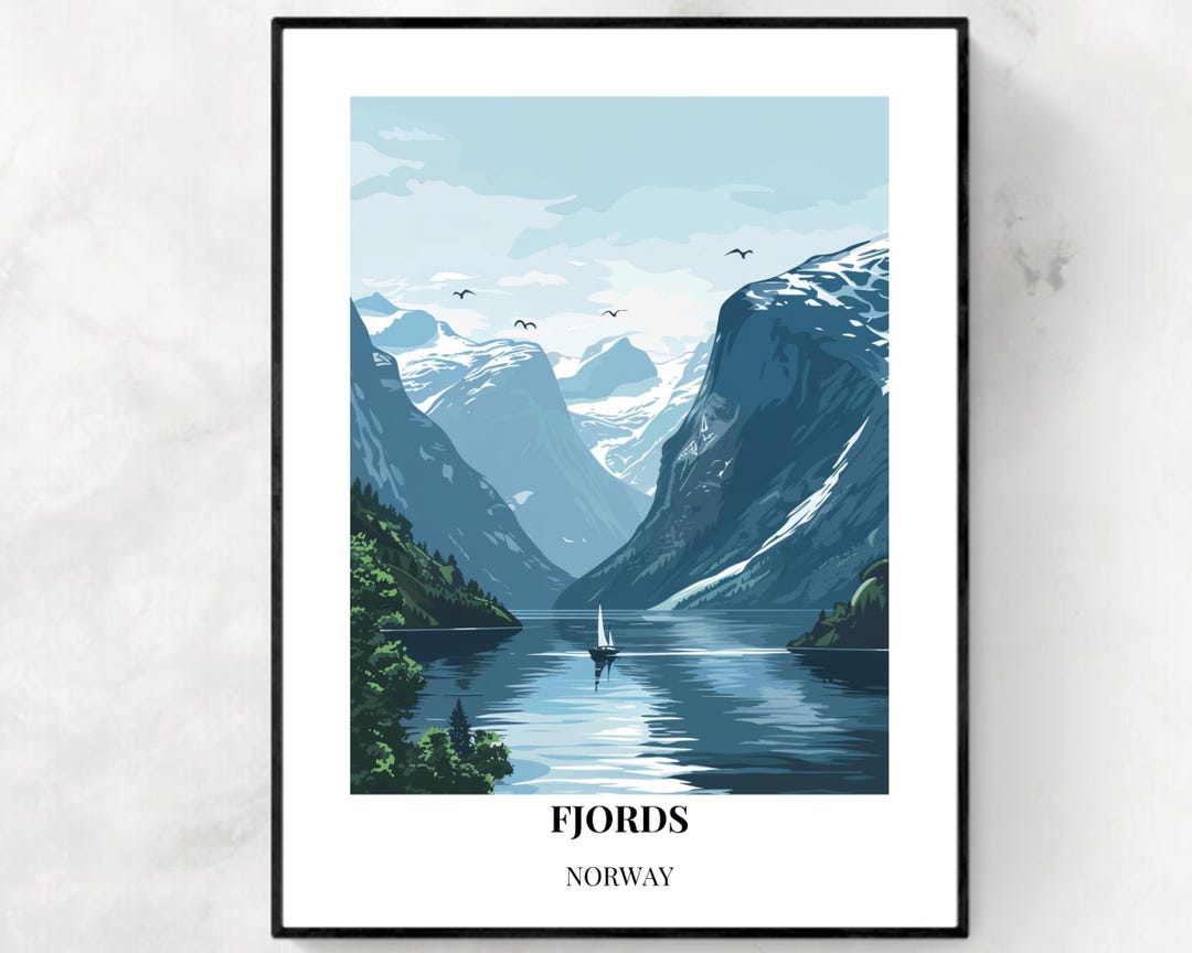 Fjords, Norway Travel Print Wall Art, Fjords Norway City Print, Fjords ...