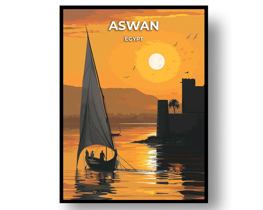 Aswan Egypt Travel Poster - Framed Print or Digital Download - Etsy