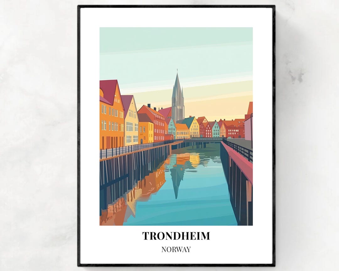 Trondheim Travel Print Wall Art, Trondheim City Print, Trondheim Travel ...