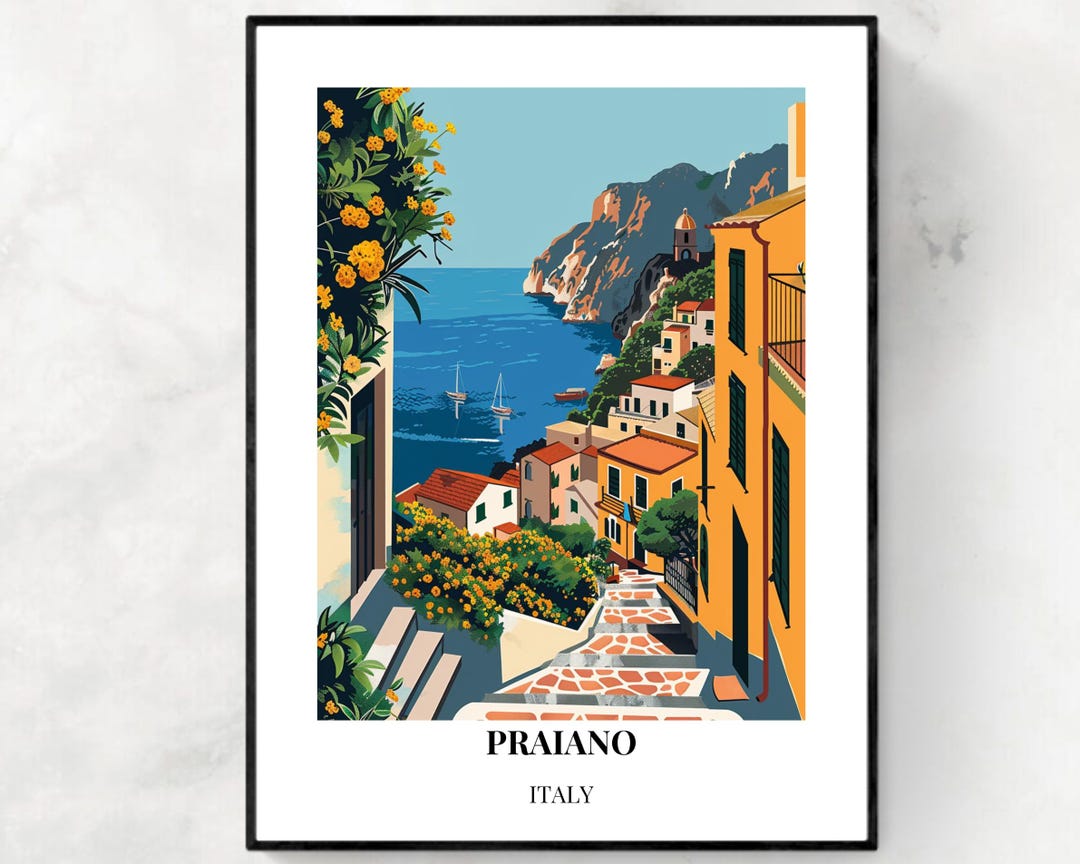 Praiano City Print, Praiano Travel Poster, Italy Travel Gift, Praiano ...